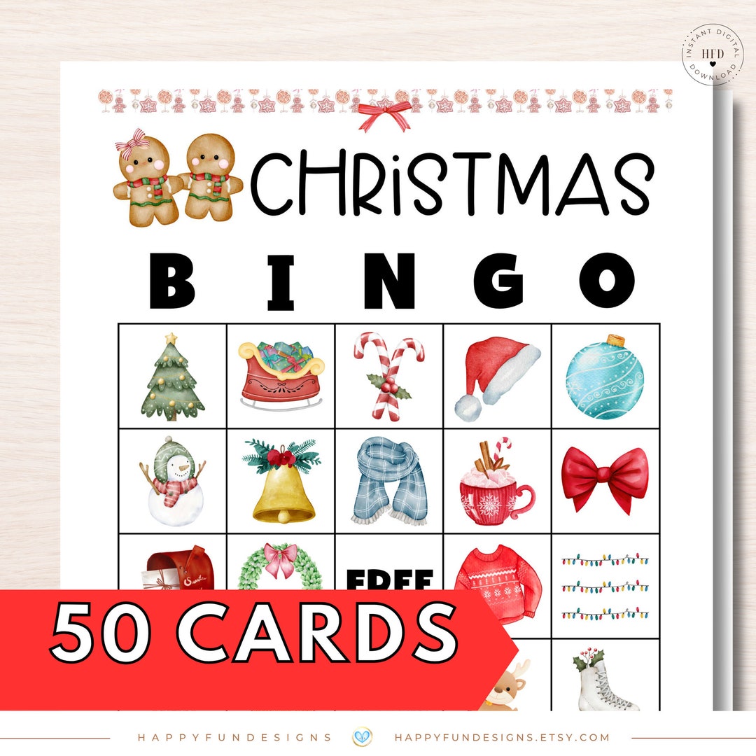 Christmas Classroom Bingo Game Printable, Christmas Eve Game, Xmas ...