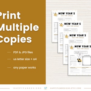 New Years Eve Kids Game, Time Capsule Questionnaire Printable, NYE ...