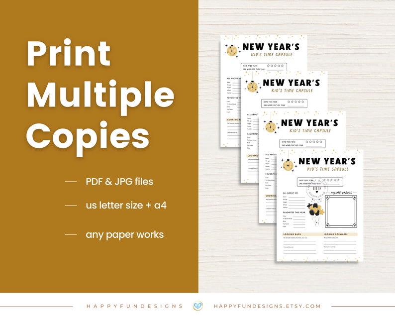 New Years Eve Kids Game, Time Capsule Questionnaire Printable, NYE ...