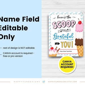 Editable Ice Cream Heres the Scoop Teacher Nurse Appreciation Week ...