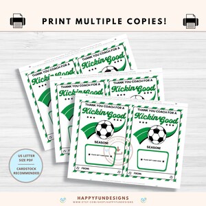 Soccer Coach Thank You Gift Card Holder Printable, Soccer Team Gift ...