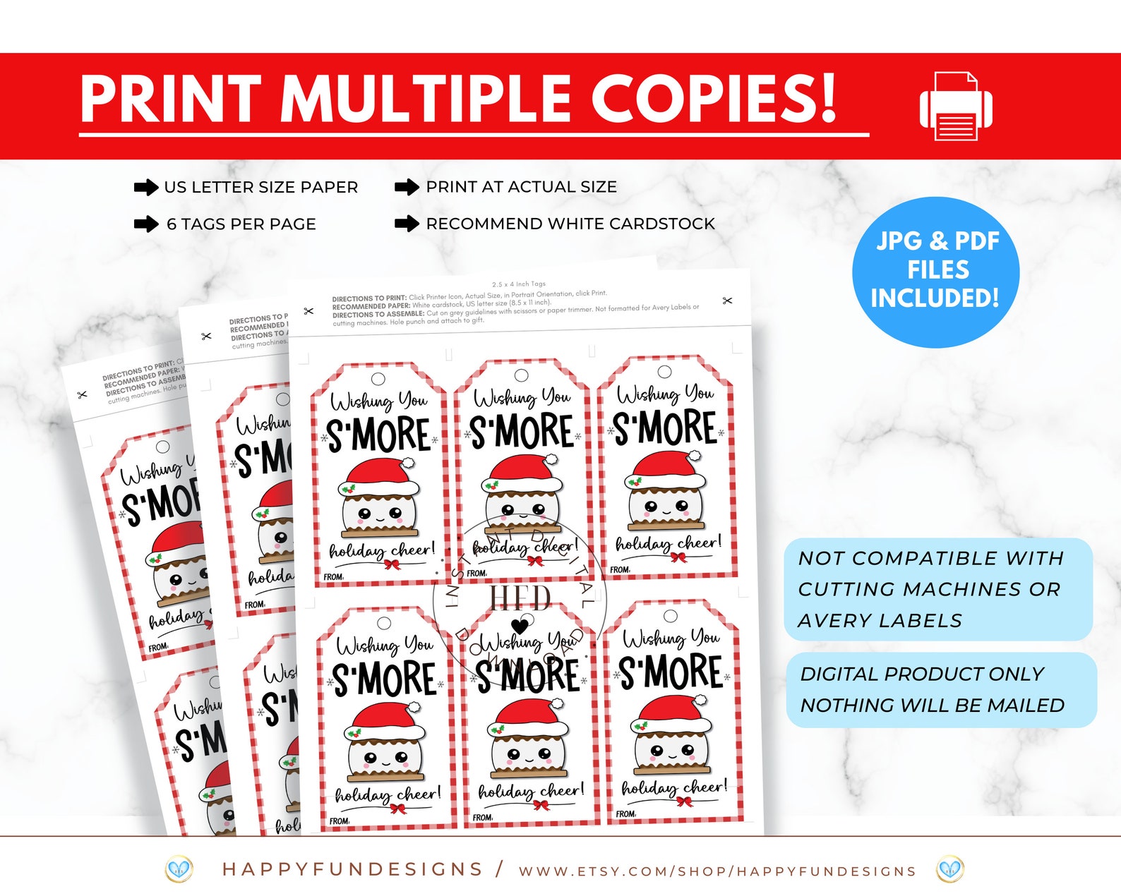 Christmas Smore Tag Printable Wishing You Smore Holiday - Etsy