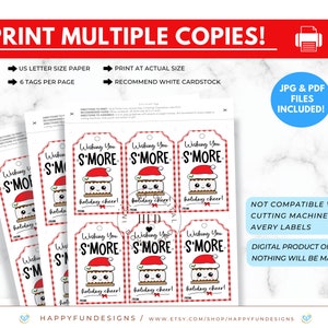 Christmas Smore Tag Printable, Wishing You Smore Holiday Cheer, Teacher ...