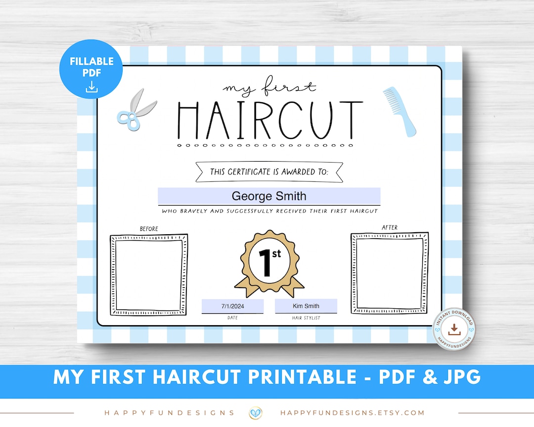 My First Haircut Certificate, Girls Boys First Haircut, Toddler ...