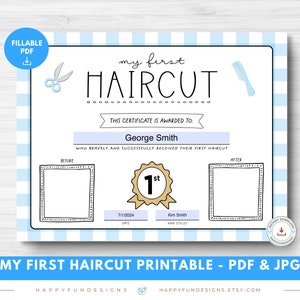 My First Haircut Certificate, Girls Boys First Haircut, Toddler ...