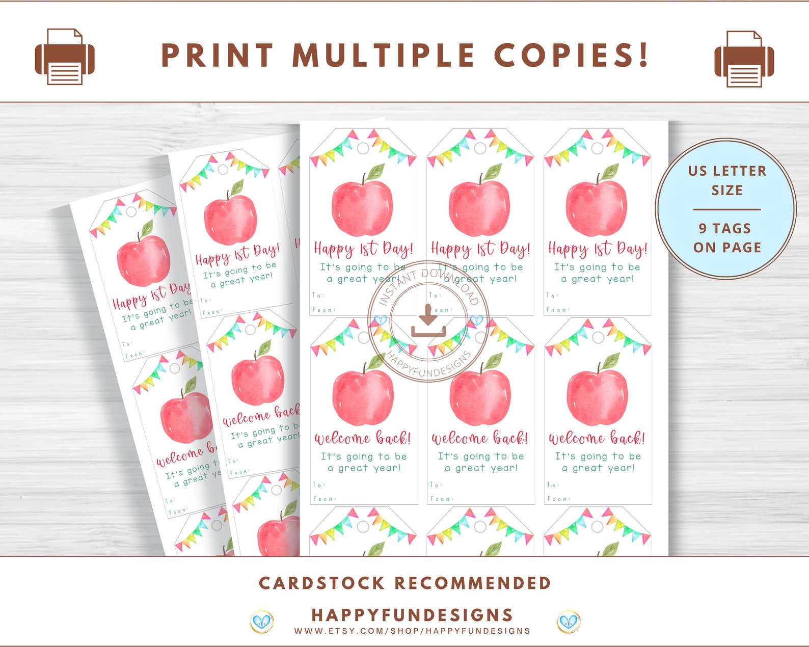 Apple Gift Tags for Teachers Happy 1st Day of School - Etsy