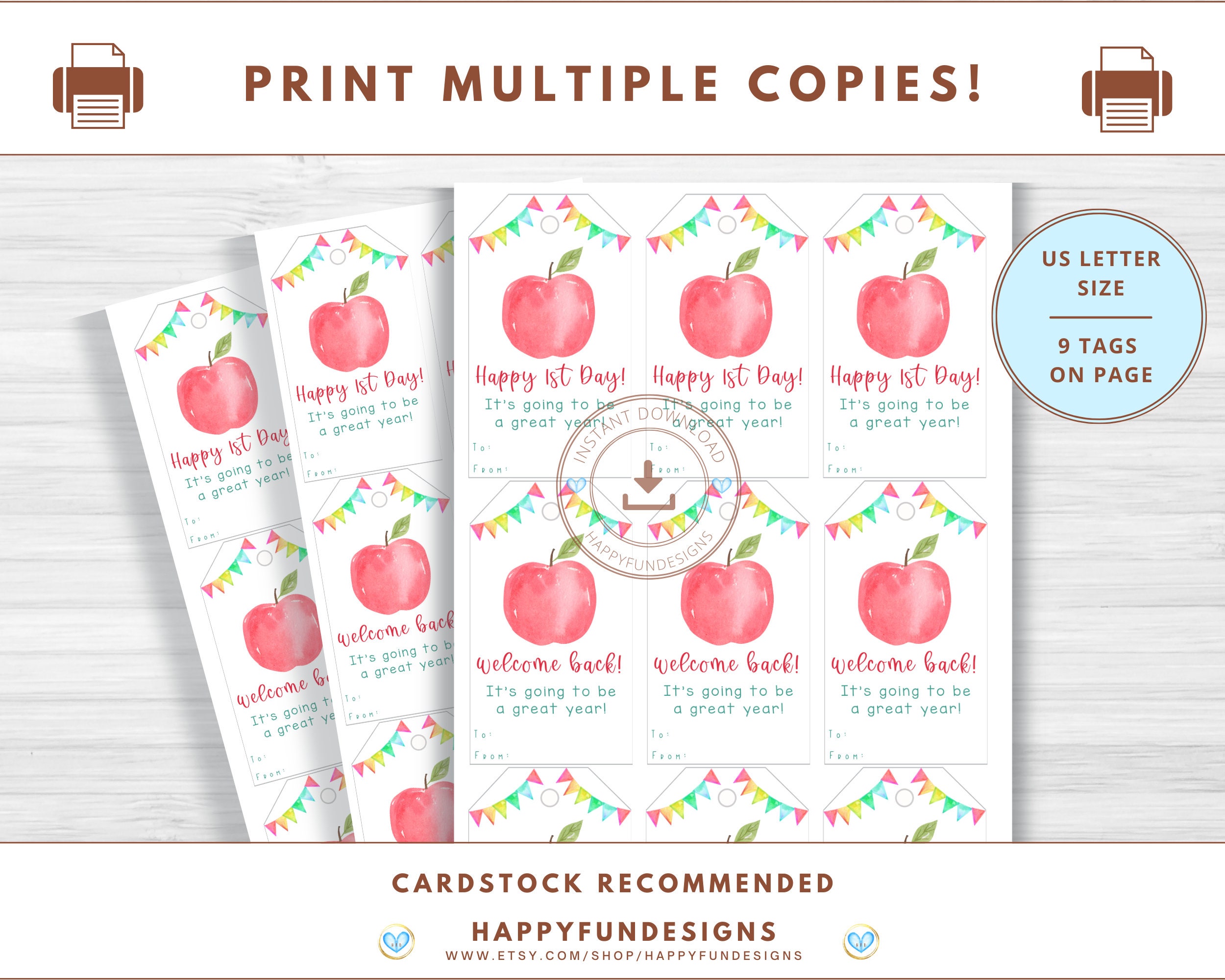 Apple Gift Tags for Teachers Happy 1st Day of School | Etsy
