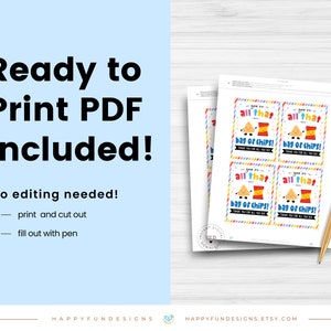 Editable All That and A Bag of Chips Appreciation Tag Printable, Snack ...