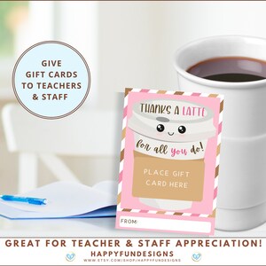 Teacher Gift First Day of School, Coffee Gift Card Holder Printable ...