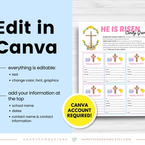 Religious Candy Gram Fundraiser, He is Risen Easter Gram, Church ...