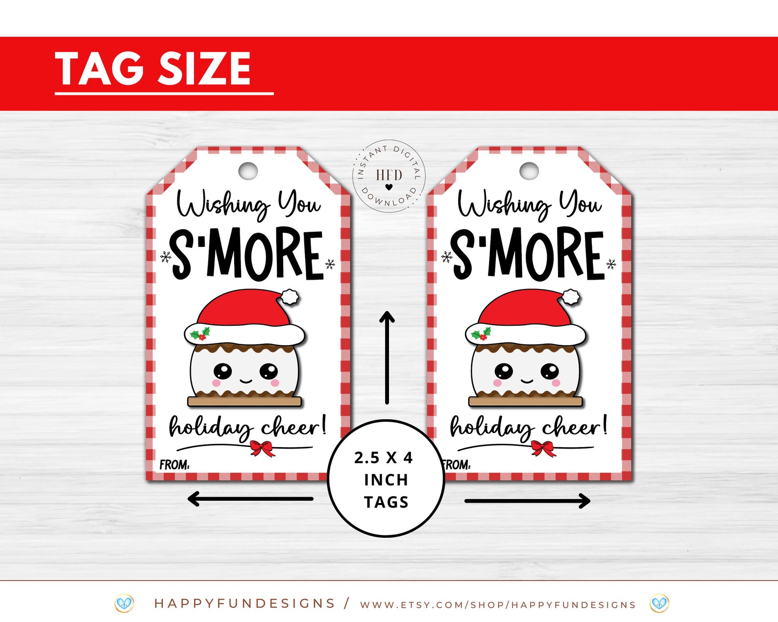 Christmas Smore Tag Printable Wishing You Smore Holiday - Etsy