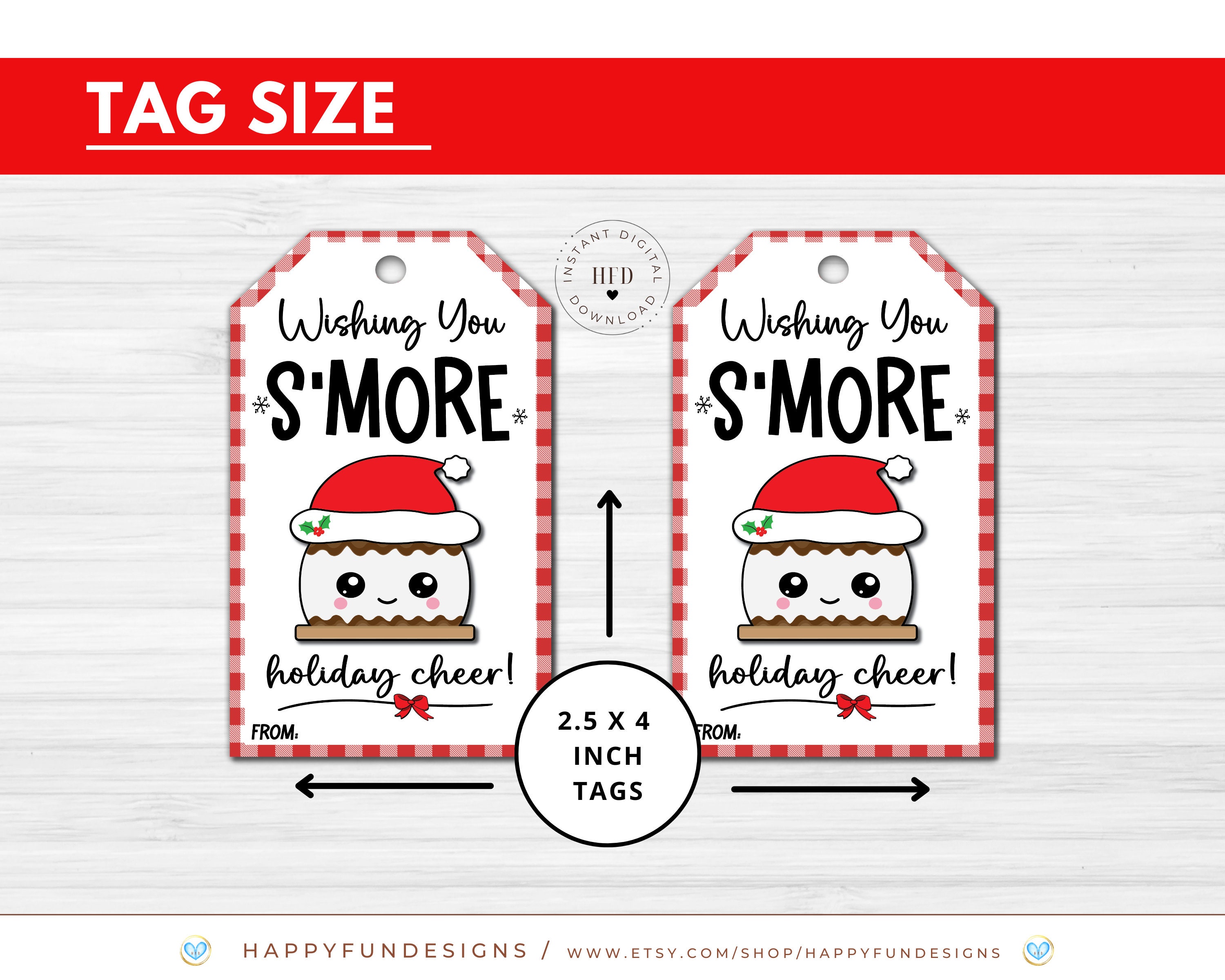 Christmas Smore Tag Printable Wishing You Smore Holiday - Etsy