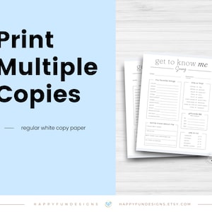 Get to Know Me Printable, Work Exchange Gift, Editable Survey, All ...
