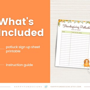 Thanksgiving Potluck Sign up Sheet Printable Fillable, Office Holiday ...