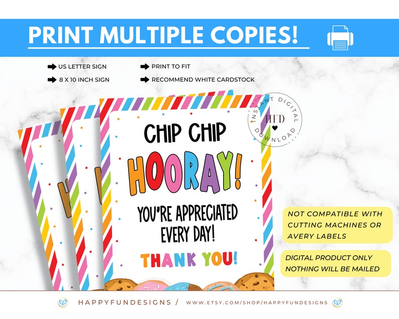 Chip Chip Hooray Sign Printable Cookie Appreciation Teacher Staff ...