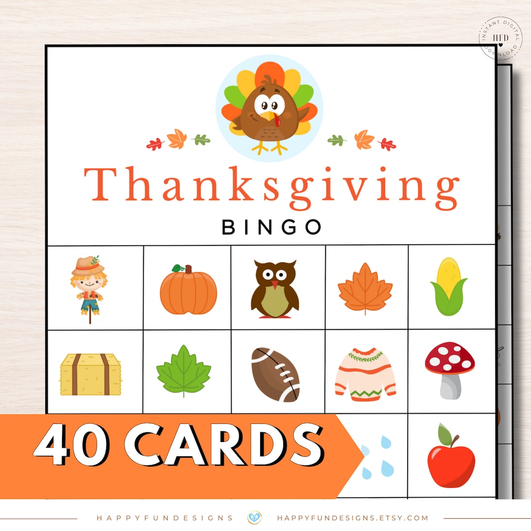 Thanksgiving Bingo for Kids Printable Church Games Pre School Party ...