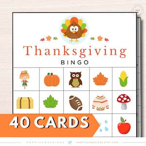 Thanksgiving Bingo for Kids Printable Church Games Pre School Party ...