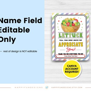 Editable Salad Bar for Teacher Appreciation Printable Salad ...