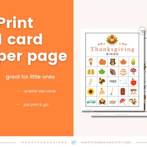 Thanksgiving Bingo for Kids Printable Church Games Pre School Party ...