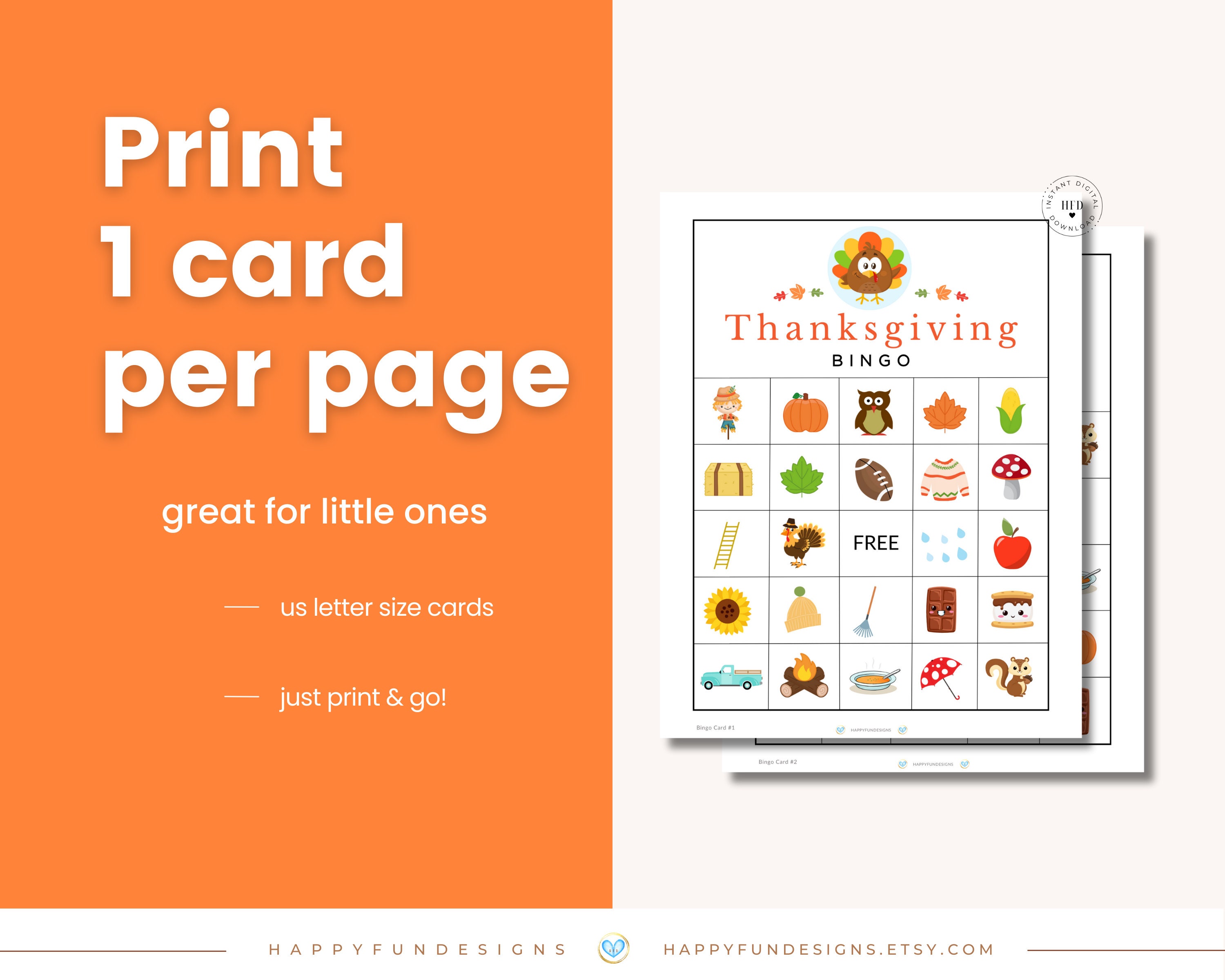 Thanksgiving Bingo for Kids Printable Church Games Pre School Party ...