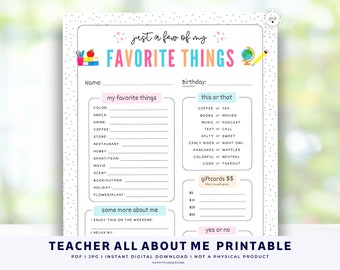 Printable Favorite Things Form - Etsy
