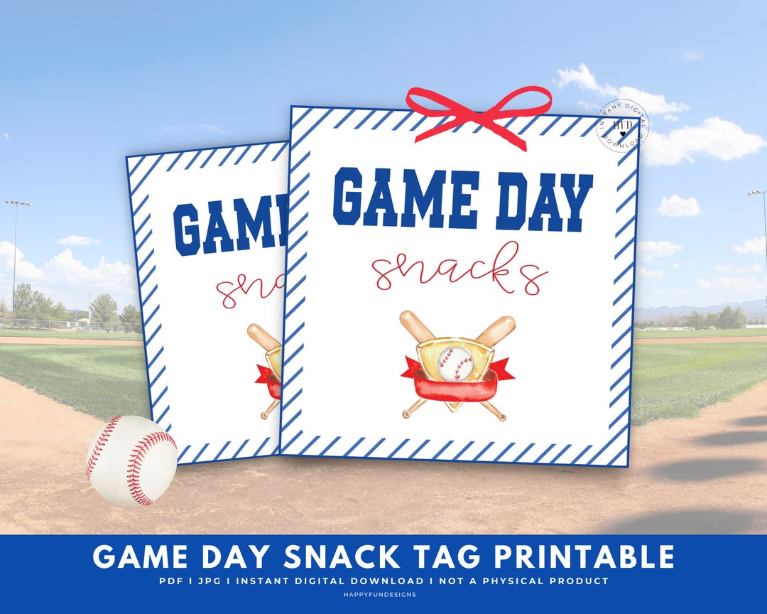 Baseball Snack Bag Tags Printable, Baseball Concessions Snack Tags ...