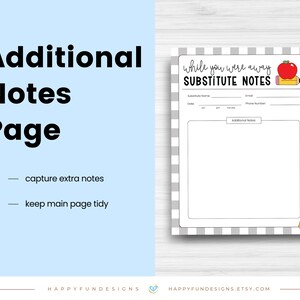Substitute Teacher Note Template Editable, While You Were Away ...