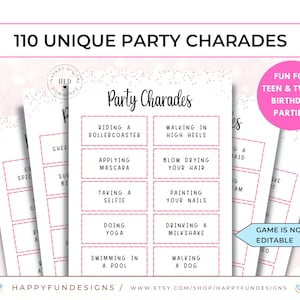 Printable Charades Game, Teen Girl Games, Charades Game for Kids ...