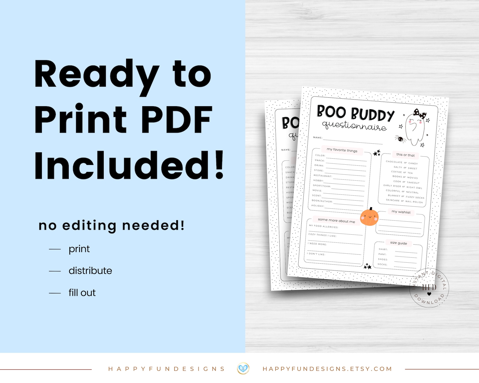 Editable Boo Buddy Questionnaire Printable, Boo Buddies, Youve Been ...