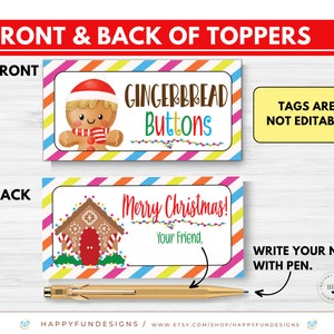 Gingerbread Buttons Treat Bag Topper Printable, Gingerbread Activities ...