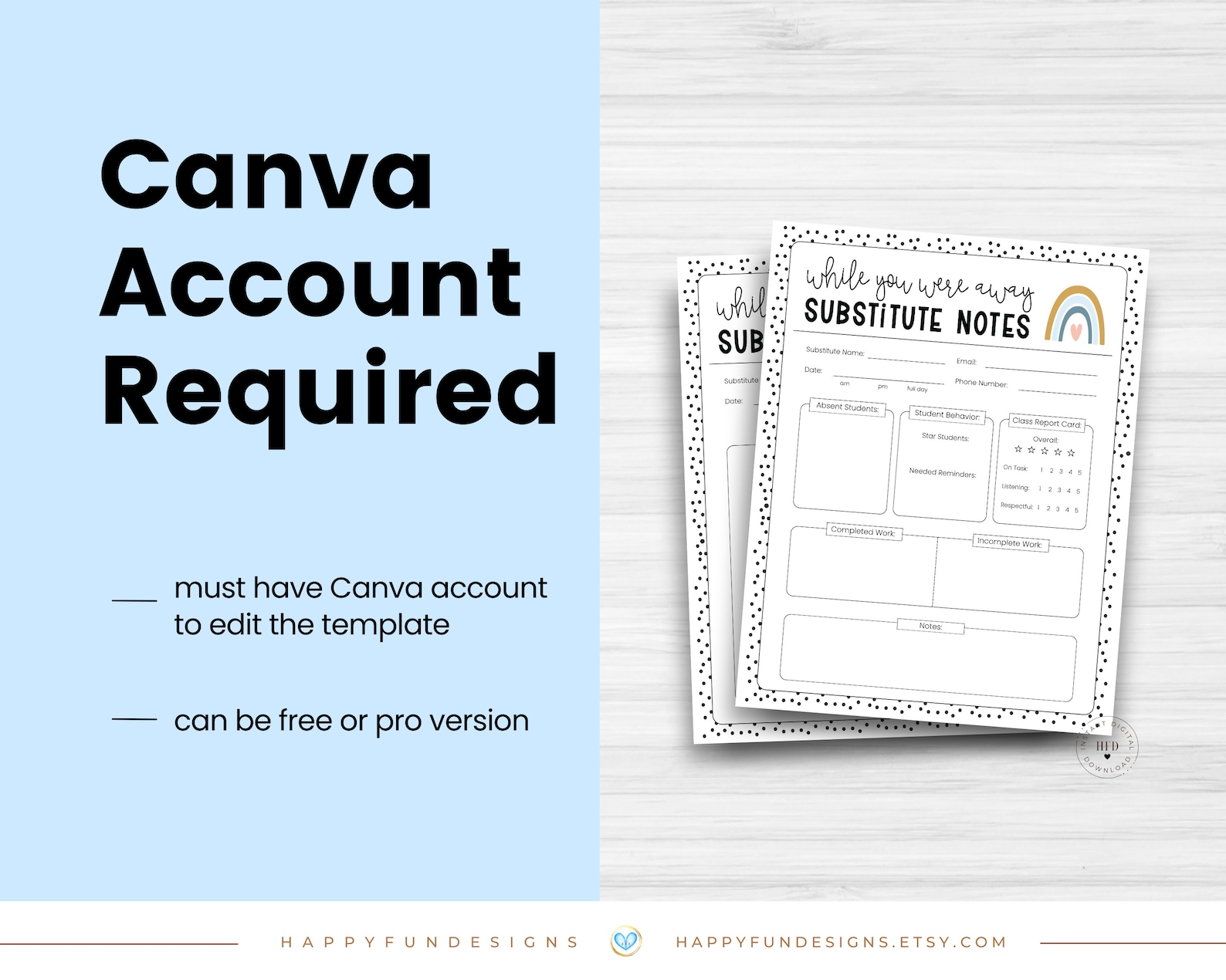 Substitute Teacher Note Template Editable, While You Were Away ...