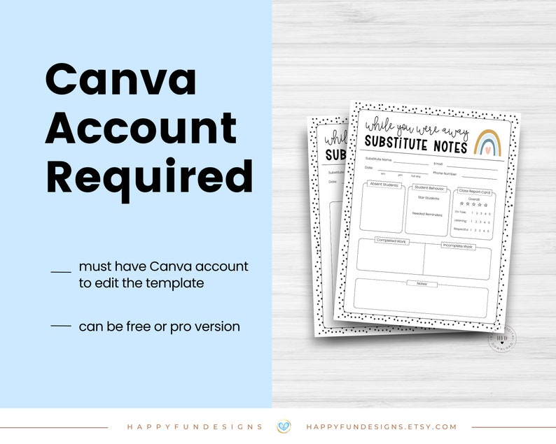 Substitute Teacher Note Template Editable, While You Were Away ...