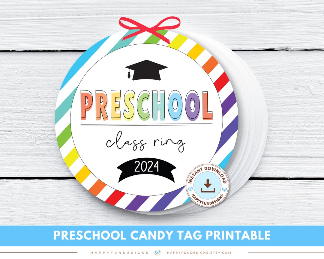 Preschool Class Ring Candy Tag Printable, Prek Candy Ring Class Favor ...