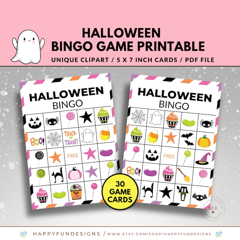 Halloween Bingo Game Printable Halloween Party Game - Etsy