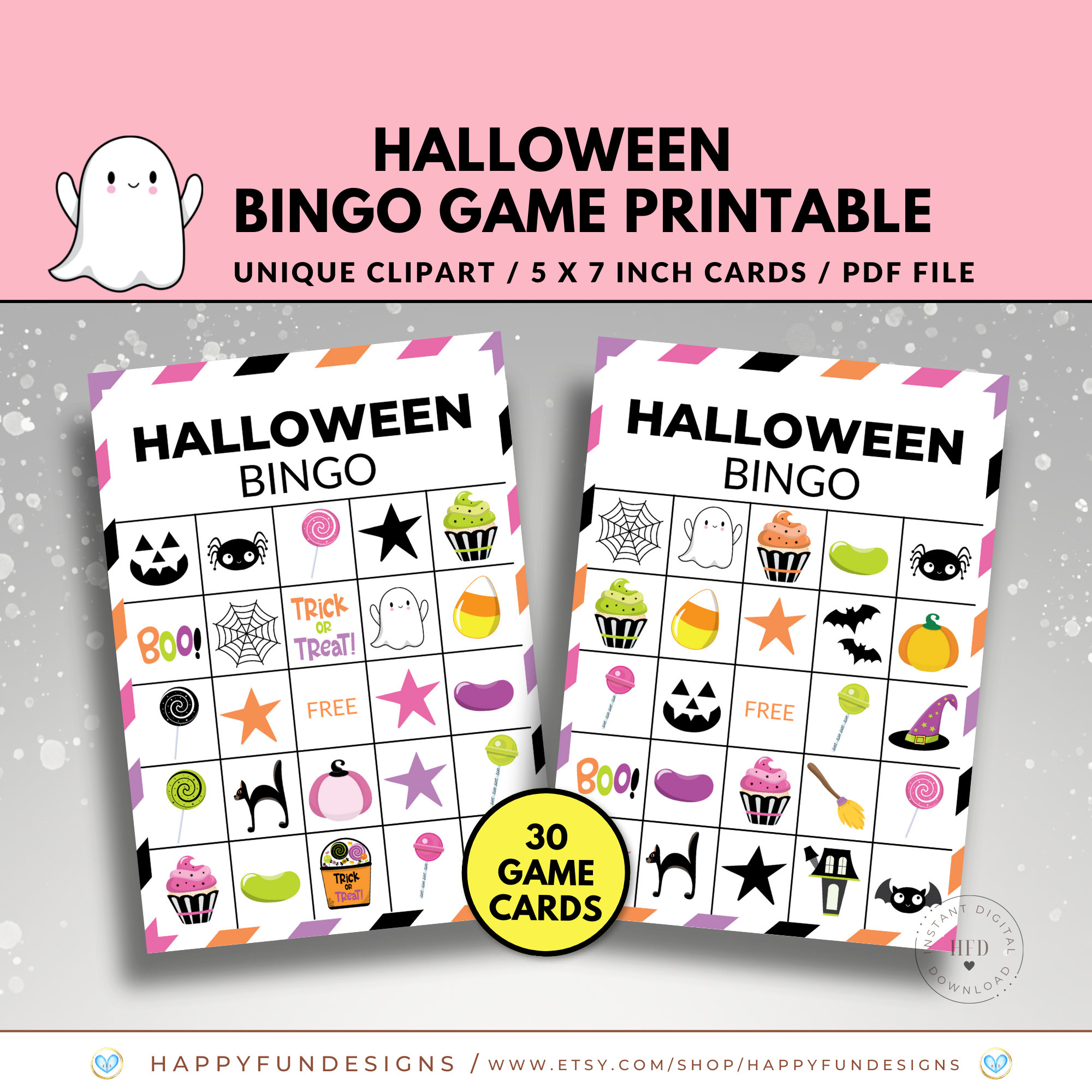 Halloween Bingo Game Printable Halloween Party Game - Etsy