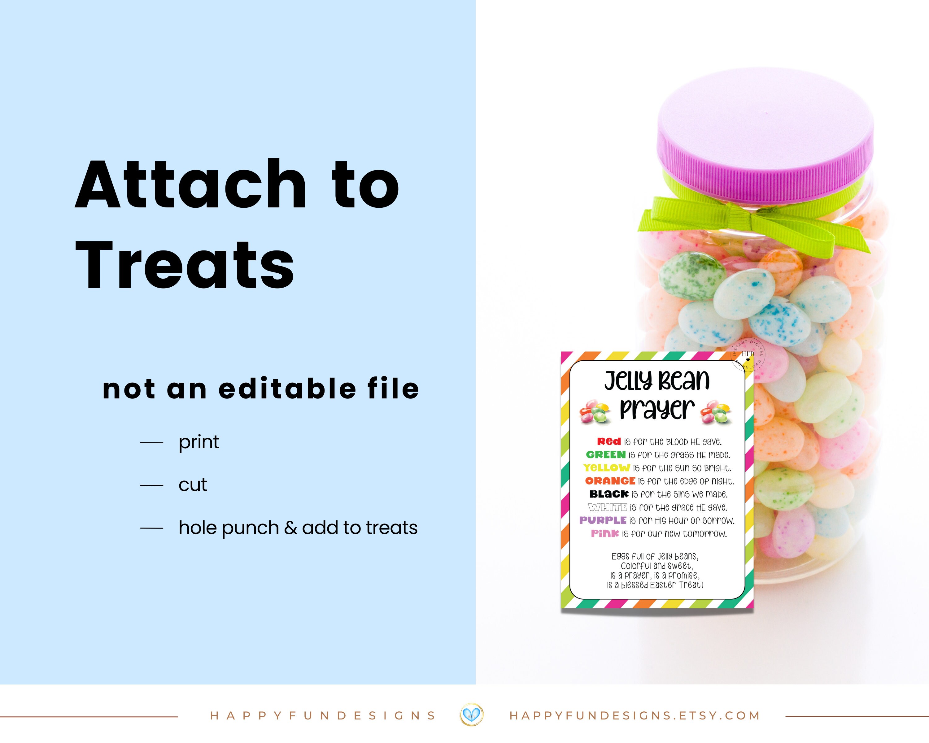 Jelly Bean Prayer Poem Tag Printable, Easter Church Activity, Sunday ...