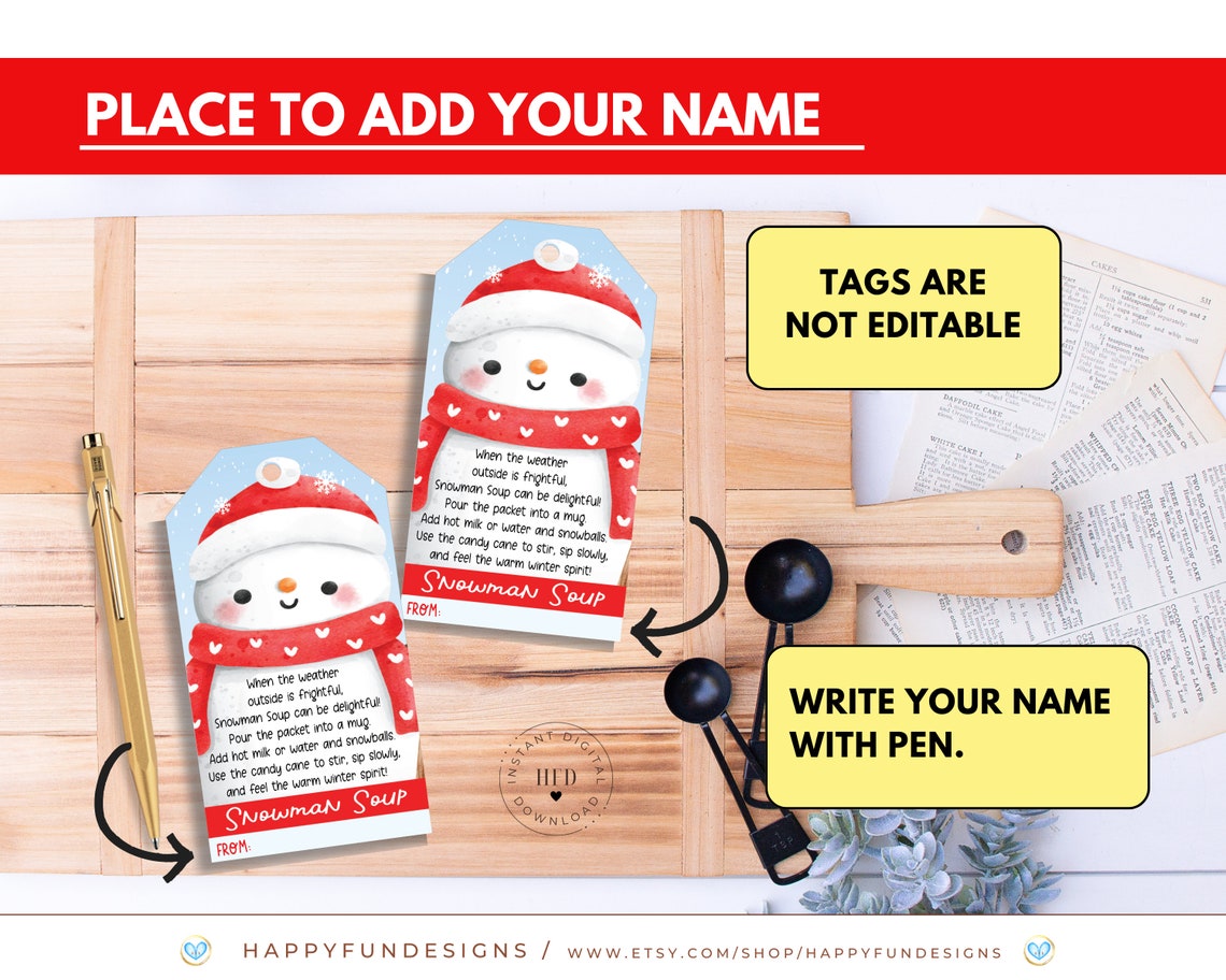 Snowman Soup Tag Printable, Snowman Soup Treat Bag Topper, PTA Thank ...