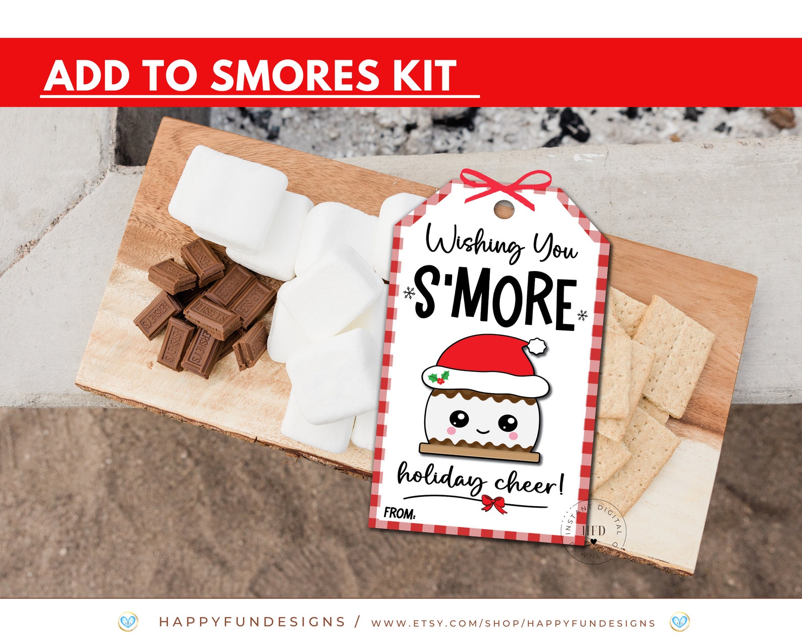 Christmas Smore Tag Printable Wishing You Smore Holiday - Etsy