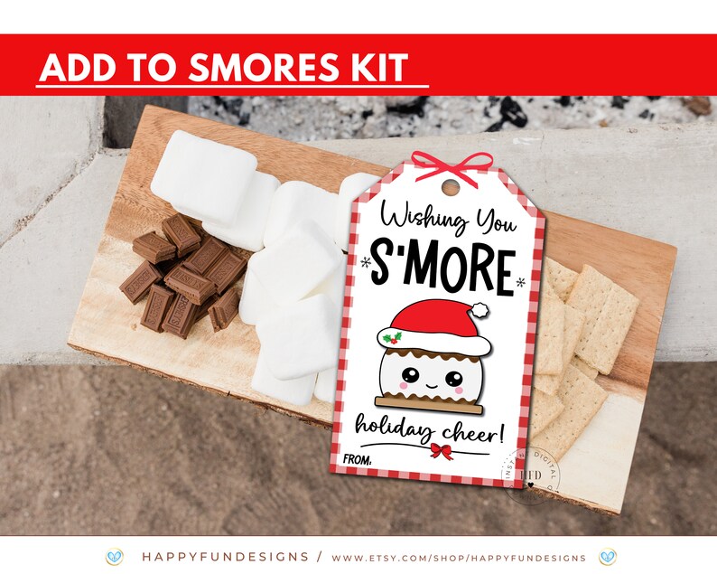 Christmas Smore Tag Printable Wishing You Smore Holiday - Etsy