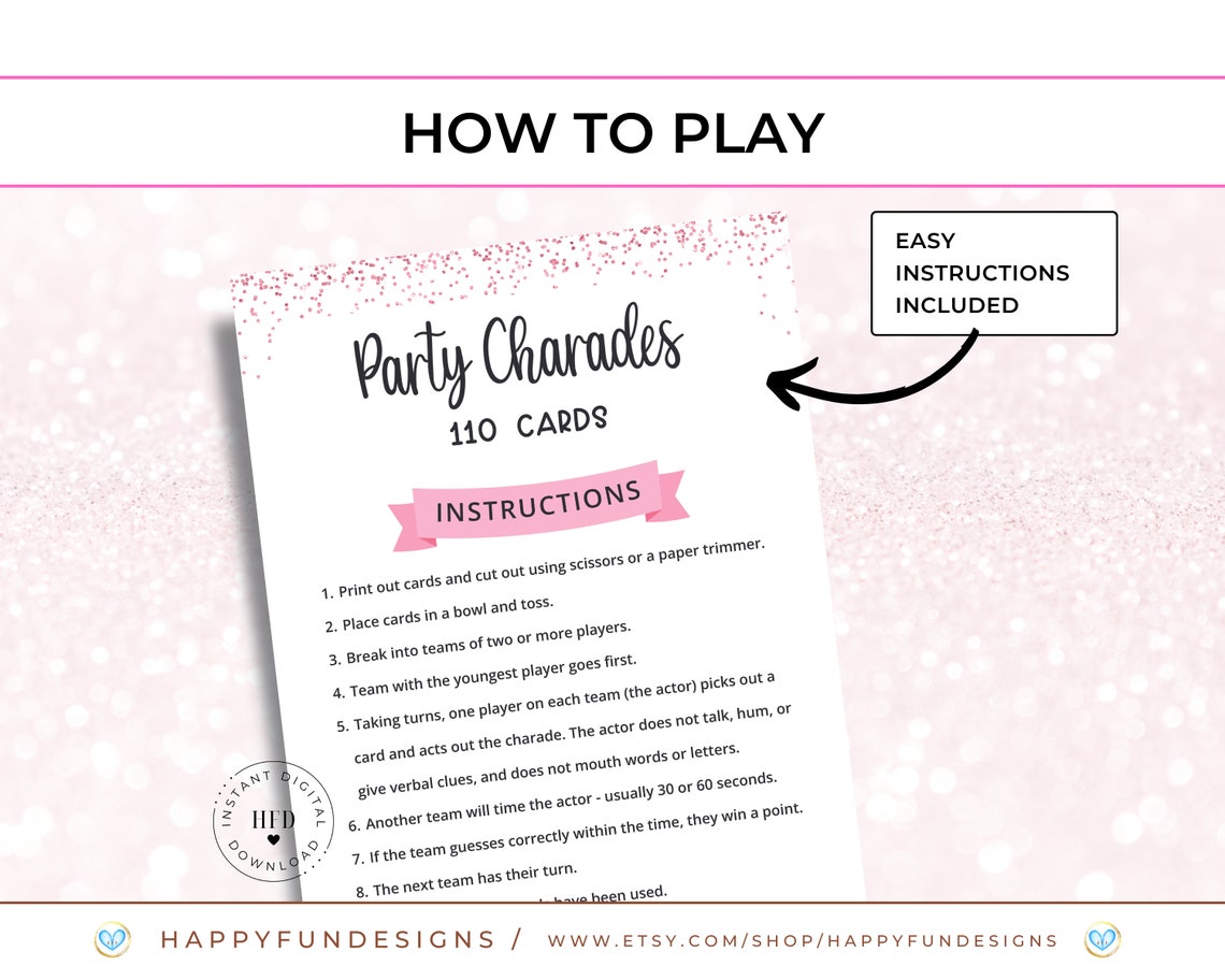 Printable Charades Game, Teen Girl Games, Charades Game for Kids ...