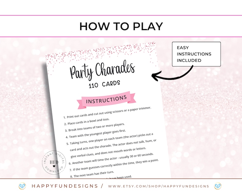 Printable Charades Game, Teen Girl Games, Charades Game for Kids ...