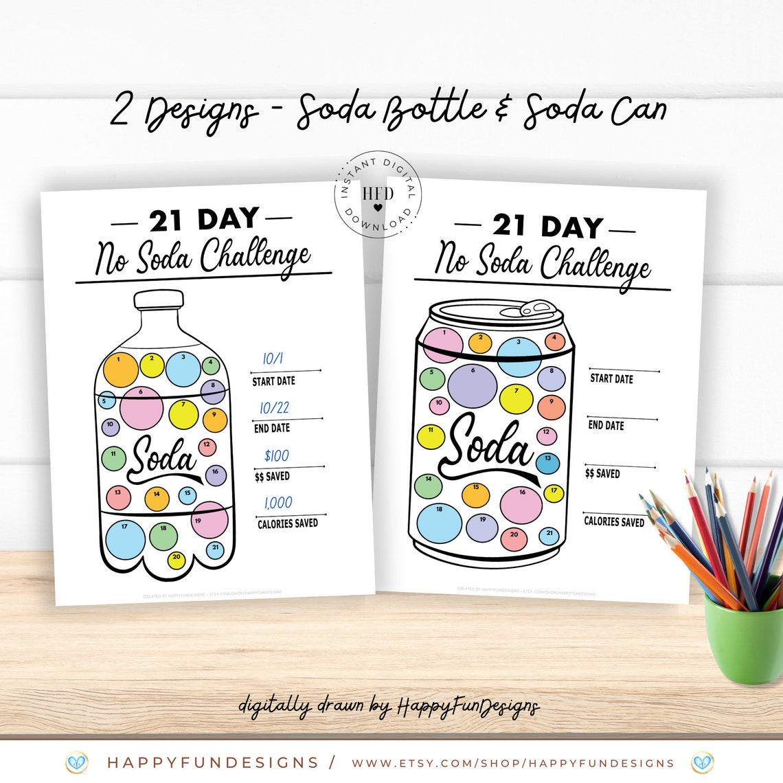 21 Day No Soda Challenge Tracker, Health Challenge, Habit Tracker ...