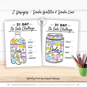 21 Day No Soda Challenge Tracker, Health Challenge, Habit Tracker ...