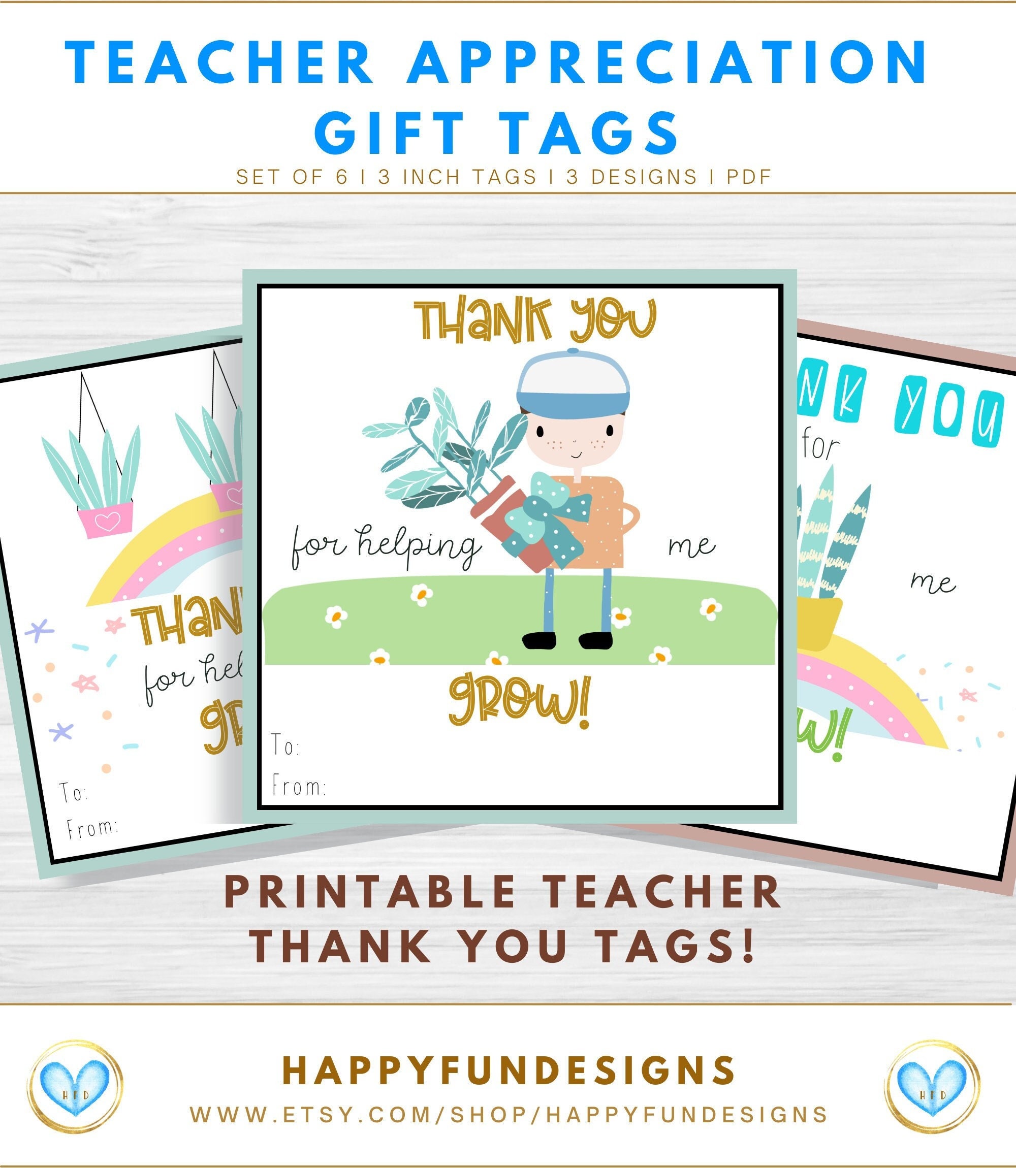 Teacher Appreciation Gift Tags Printable Thank You for - Etsy