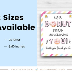 Donut You Know Appreciation Editable Sign Printable, Donuts for Staff ...