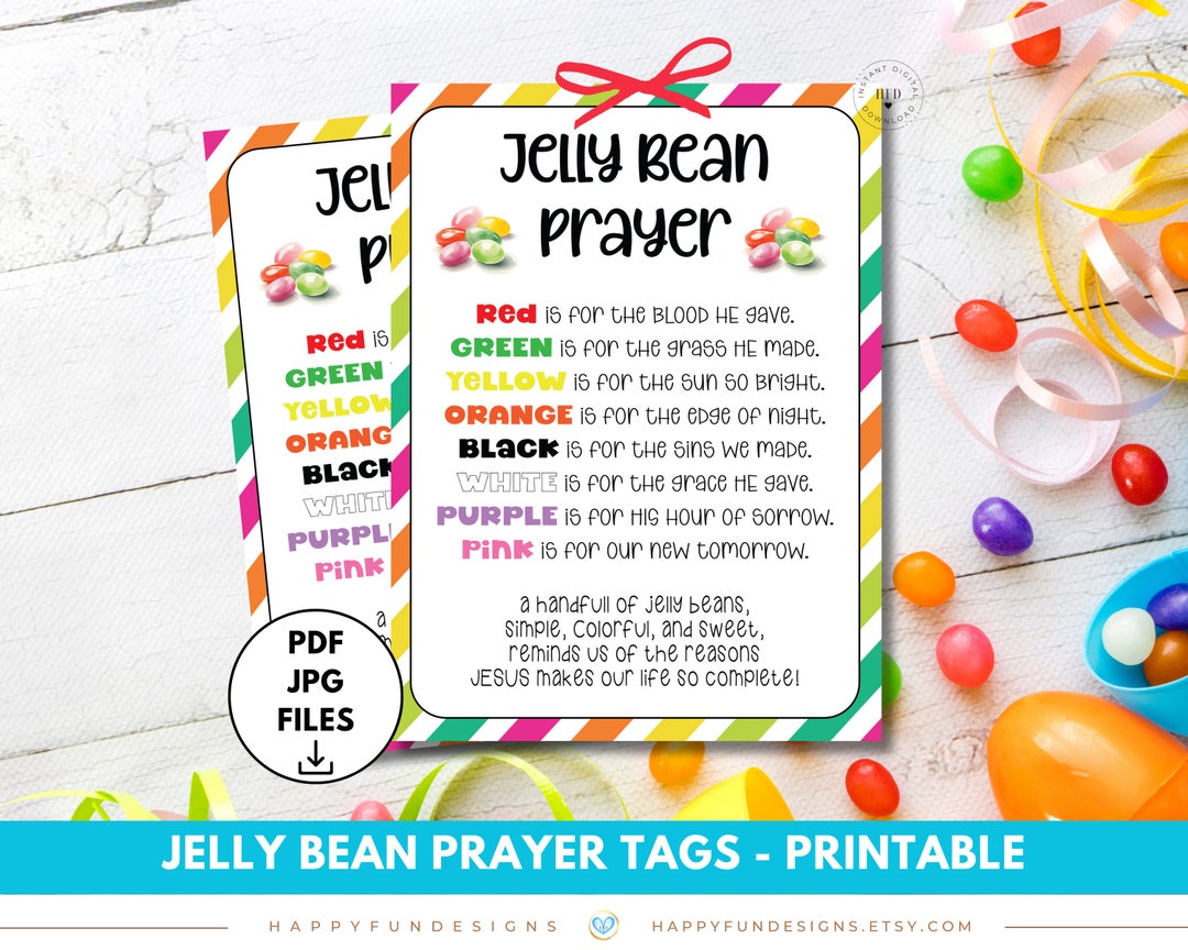 Jelly Bean Prayer Poem Tag Printable, Easter Church Activity, Sunday ...