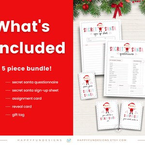 Secret Santa Kit Bundle, School Secret Santa Questionnaire Form, Secret ...