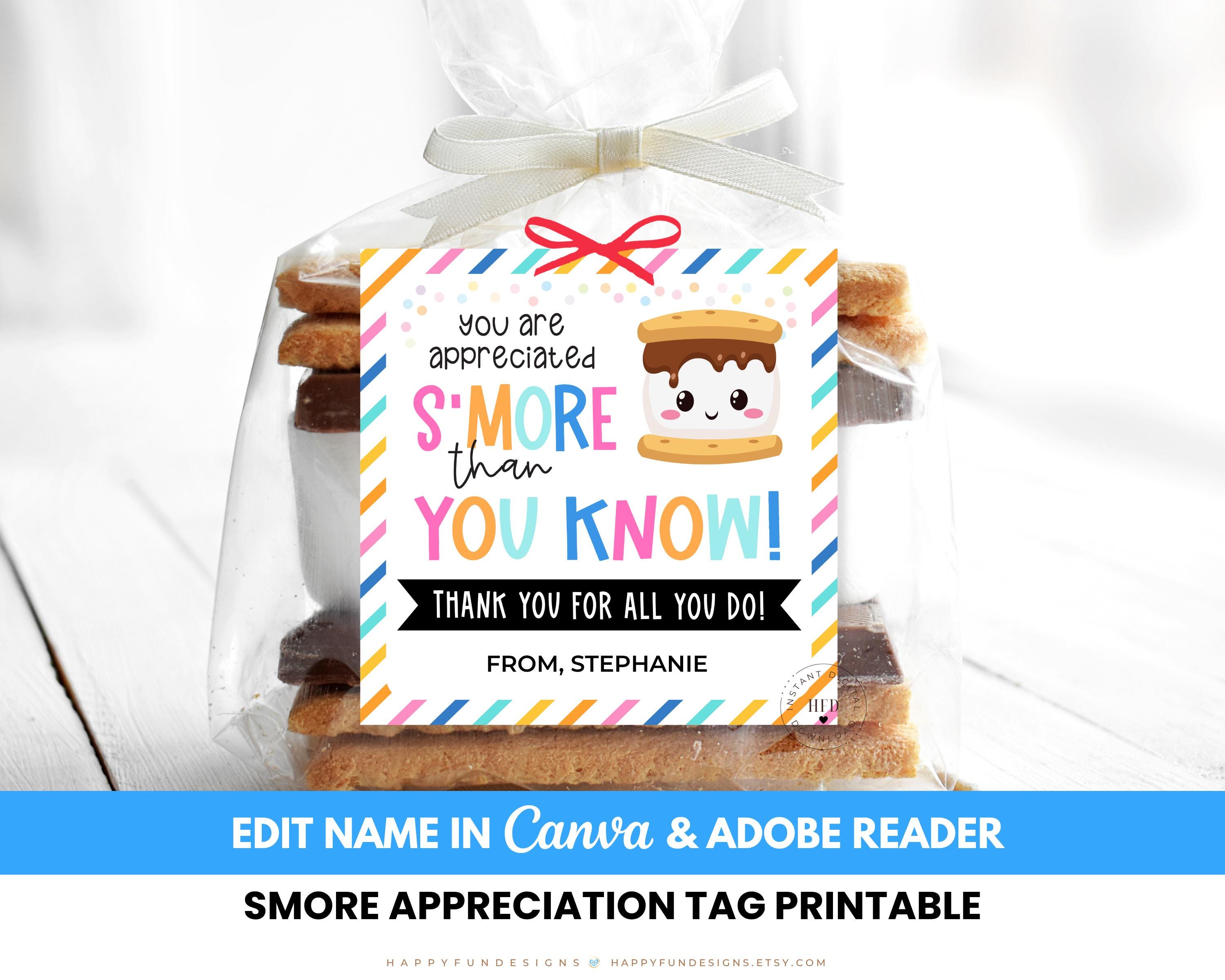 Editable Appreciated Smore Than You Know Tag Printable, School PTA PTO ...