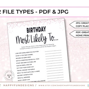 Most Likely Game, Most Likely to Game, Tween Birthday Party Idea, Pink ...