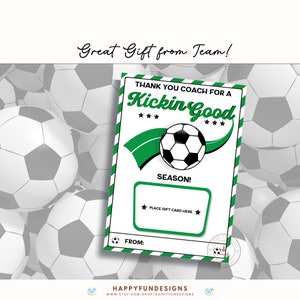 Soccer Coach Thank You Gift Card Holder Printable, Soccer Team Gift ...